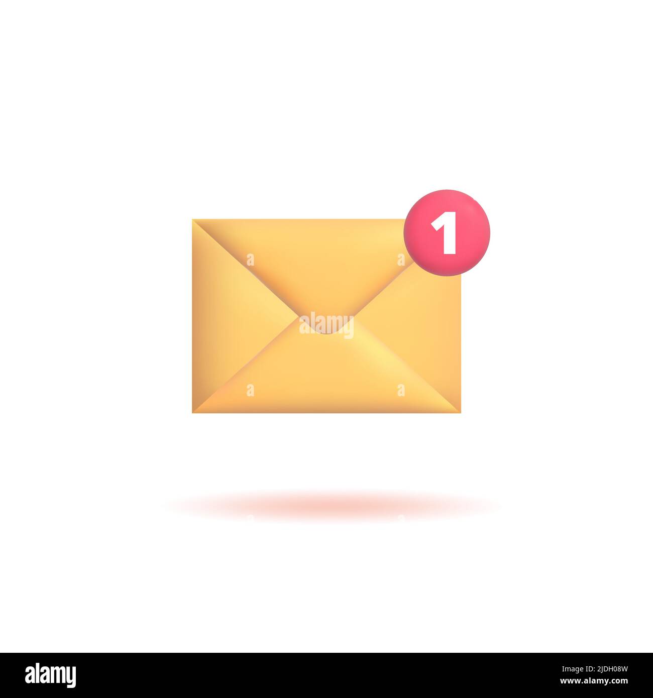 3d envelope with number one. New message or inbox, realistic icon ...