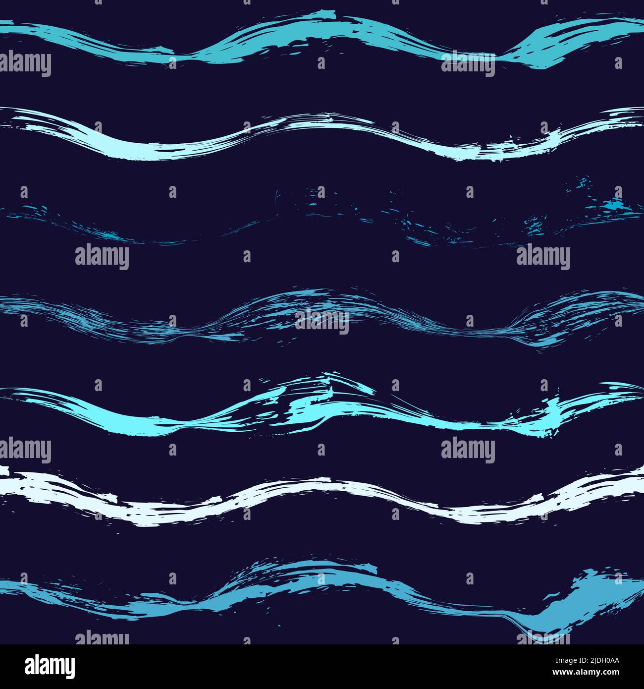 Seamless pattern with waves. Wavy hand drawn brush strokes on black ...