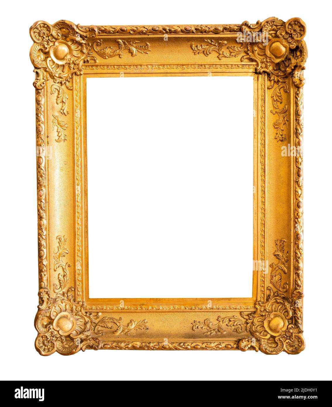 blank vertical old baroque carved golden picture frame cutout on white ...
