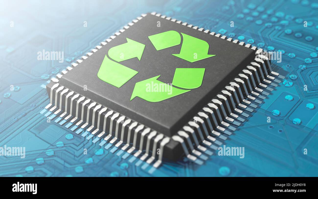 Microelectronics and recycling - processor with recycling symbol Stock ...