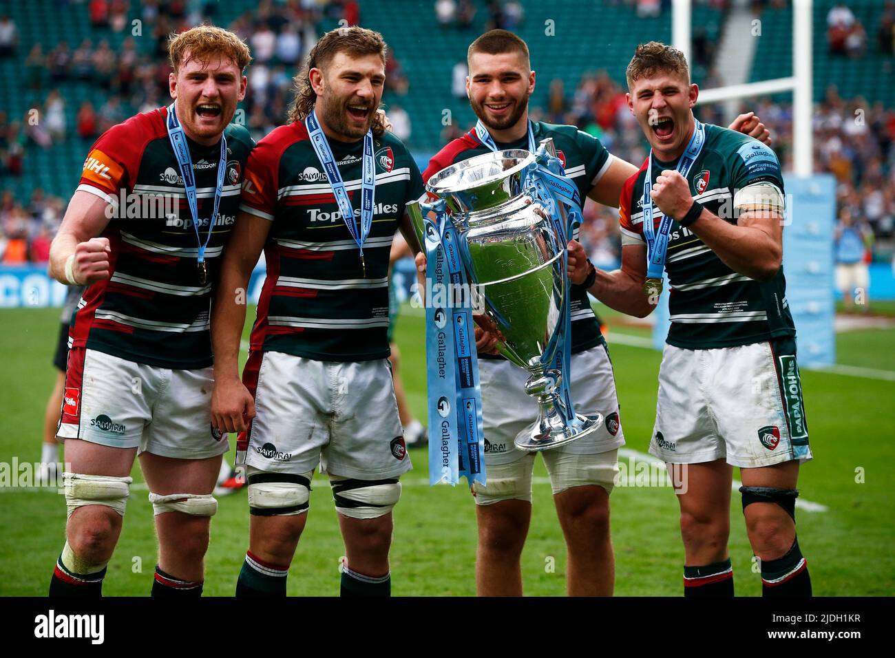 LONDON ENGLAND - JUNE 18 :L-R Ollie Chessum of Leicester Tigers , Harry ...