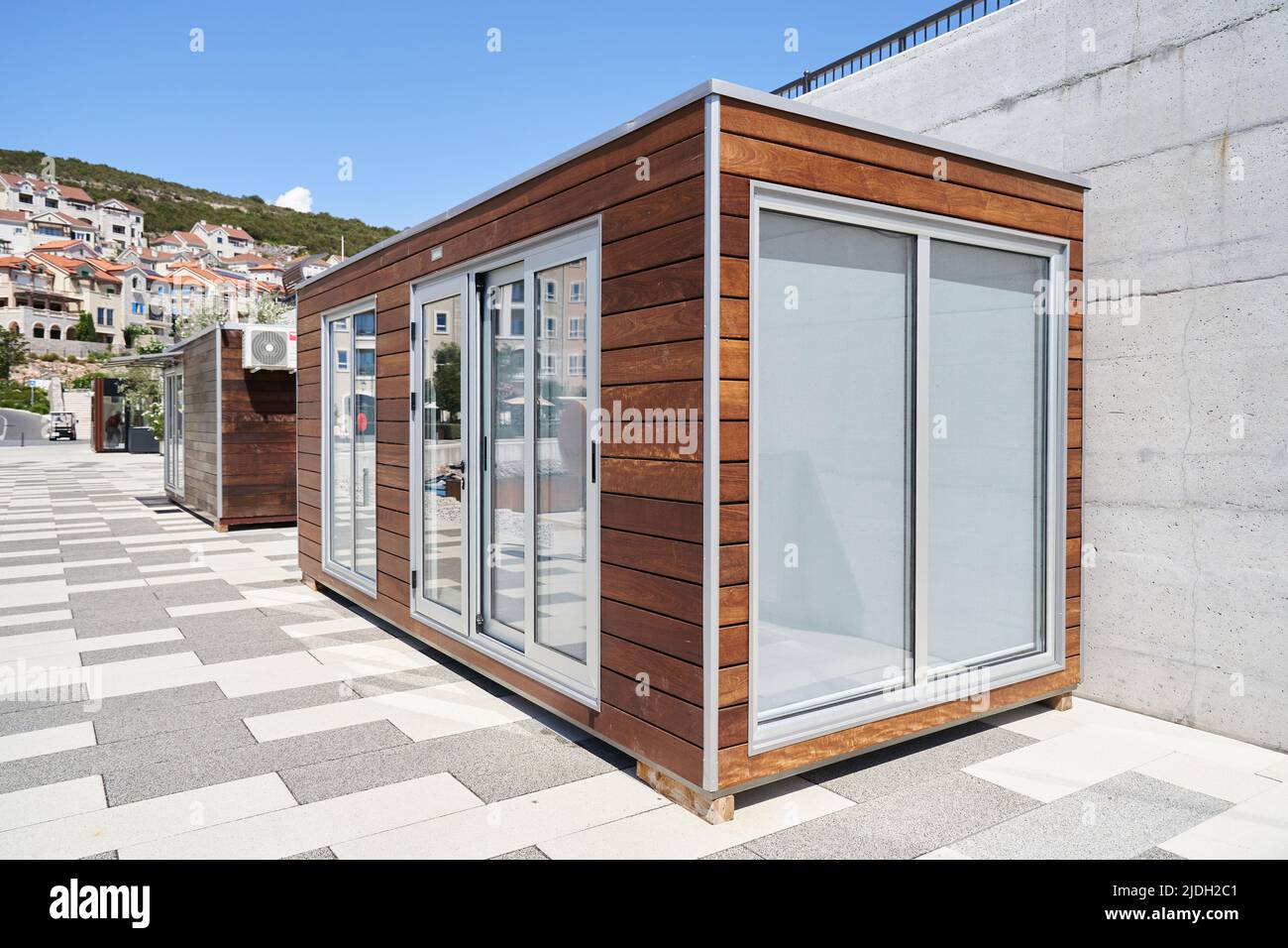 Small modular portable building an office for workers or security Stock ...