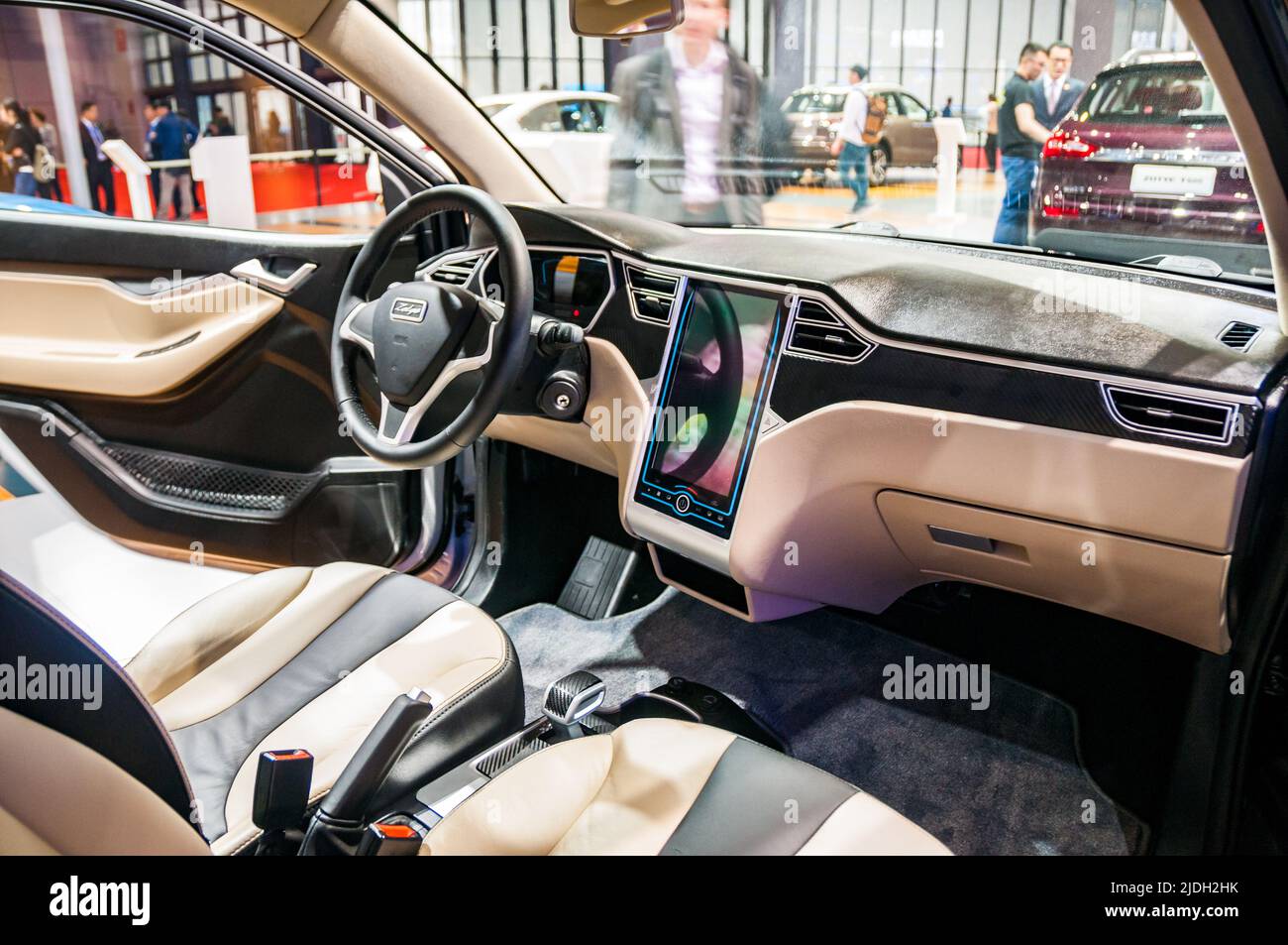 Zotye E30 micro EV on display at the 2015 Shanghai Auto Show Stock ...