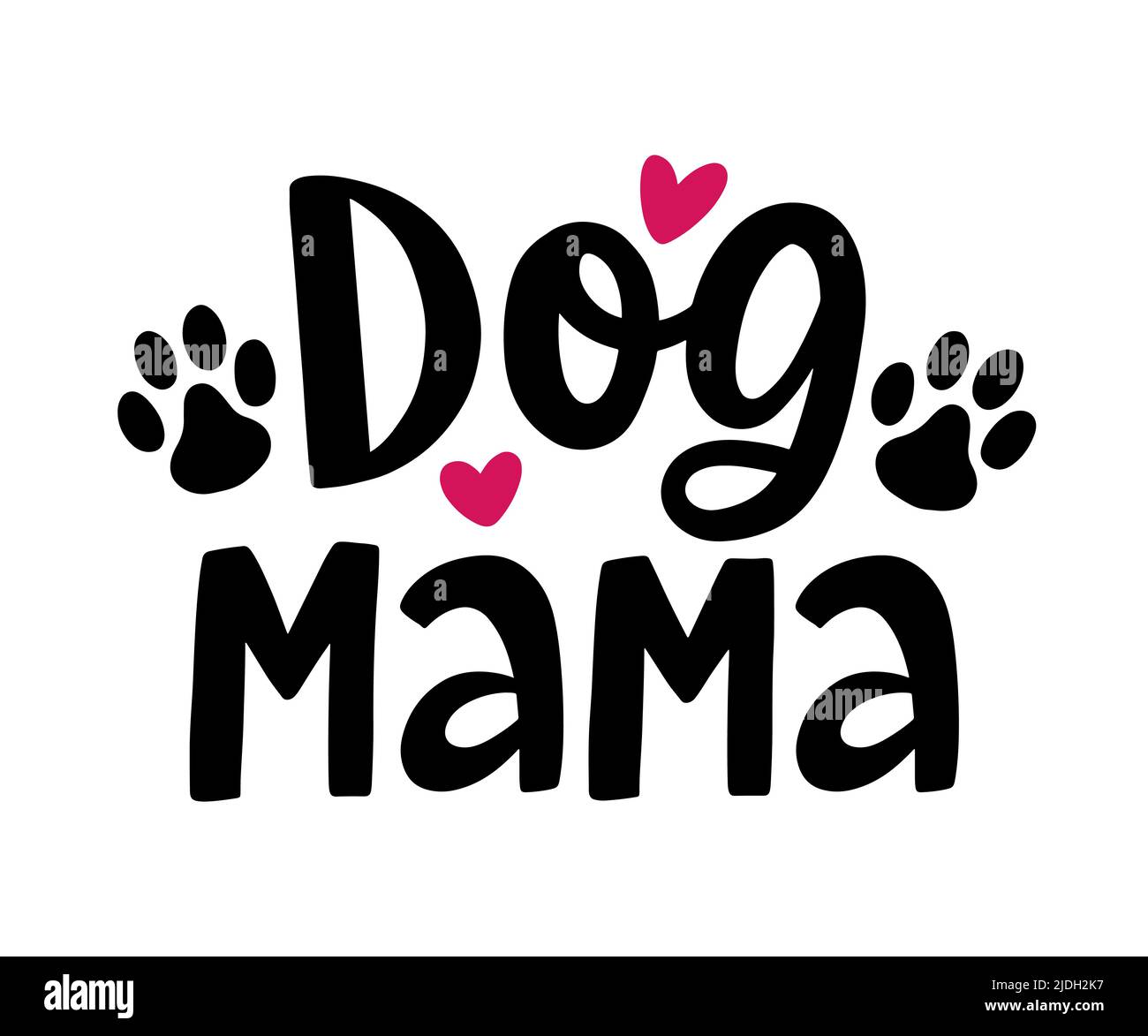 Dog Mama lettering with dog footprint, puppy paws Stock Vector Image ...