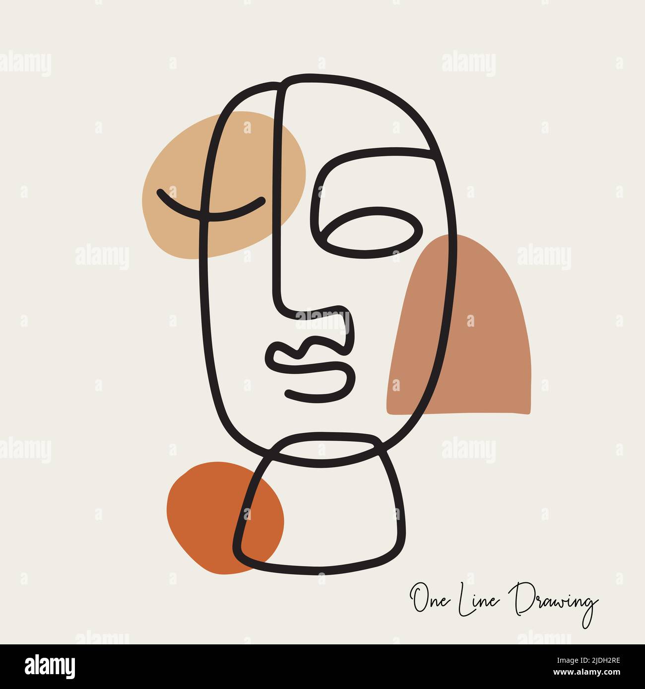 Fashion Cubism One line drawing human face with organic shapes Stock ...