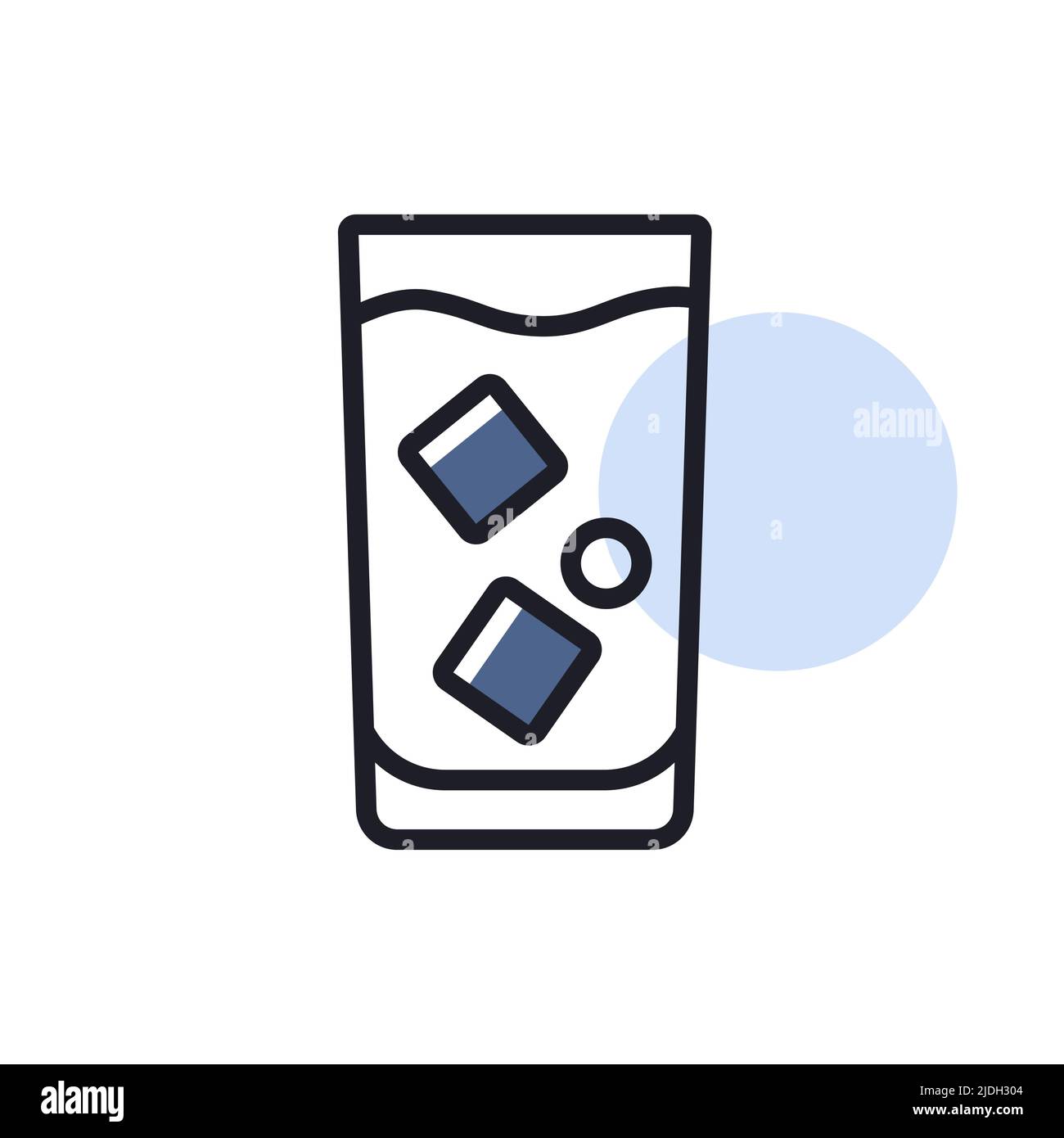 Glass of water with ice vector isolated icon. Graph symbol for cooking ...