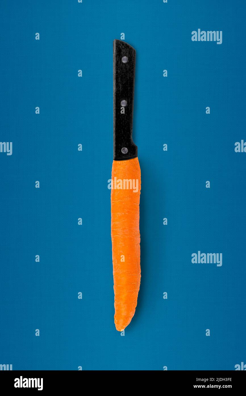 Creative collage image banner of new knife sharp shave scratch fresh ...