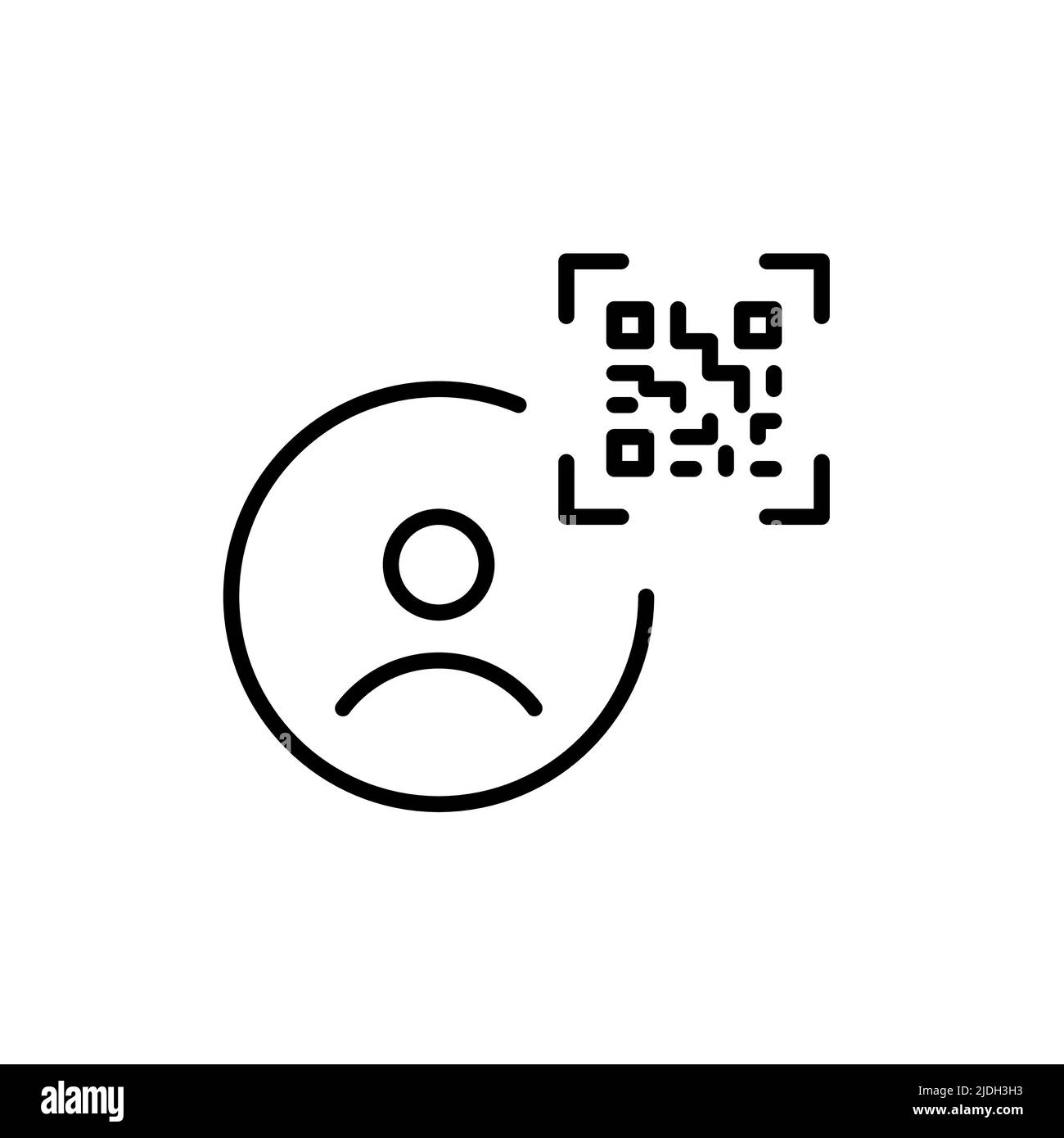 QR code for a user profile access. Pixel perfect, editable stroke line ...