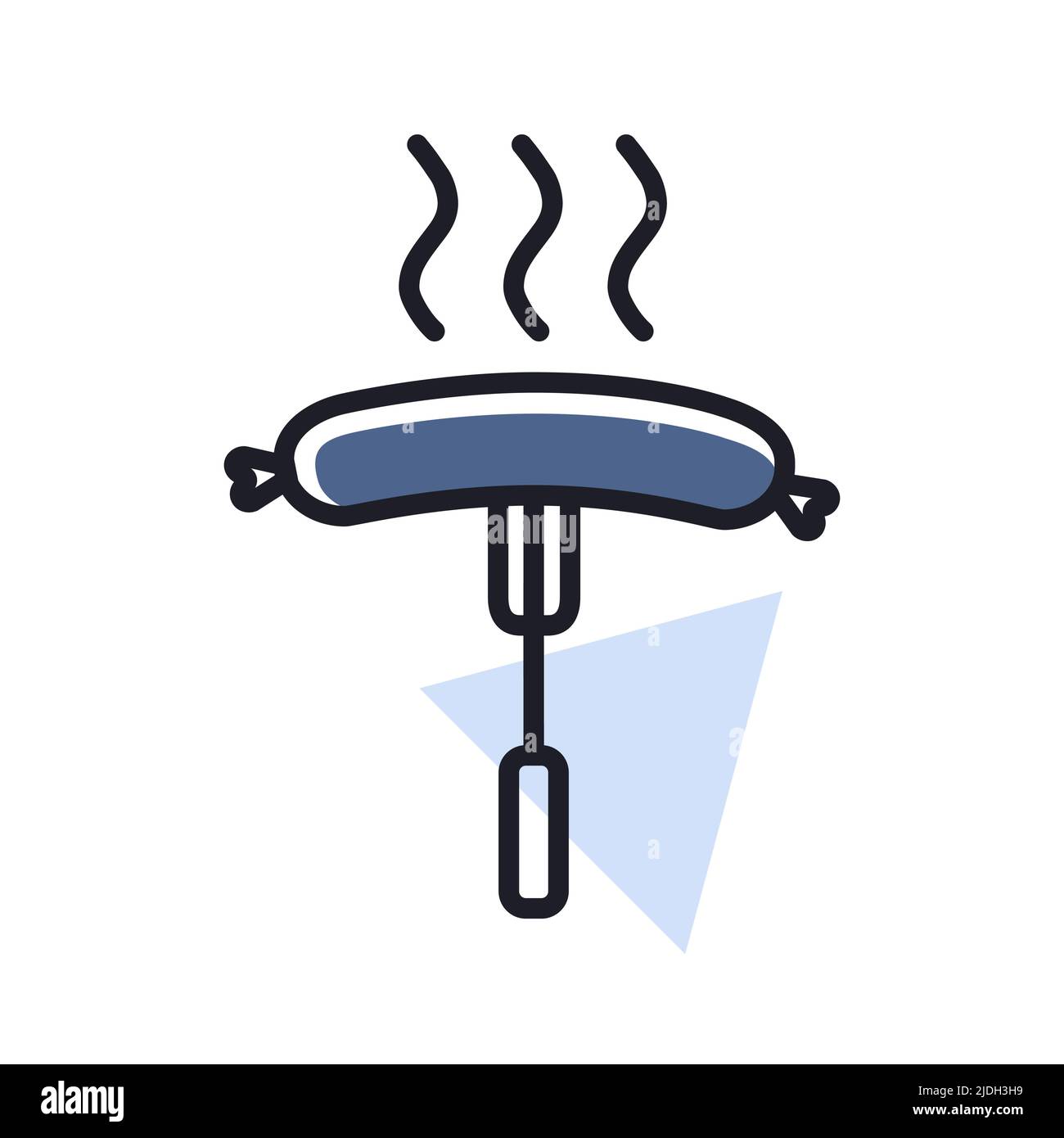 Sausage fork vector icon. Fast food sign. Graph symbol for cooking web site and apps design ...