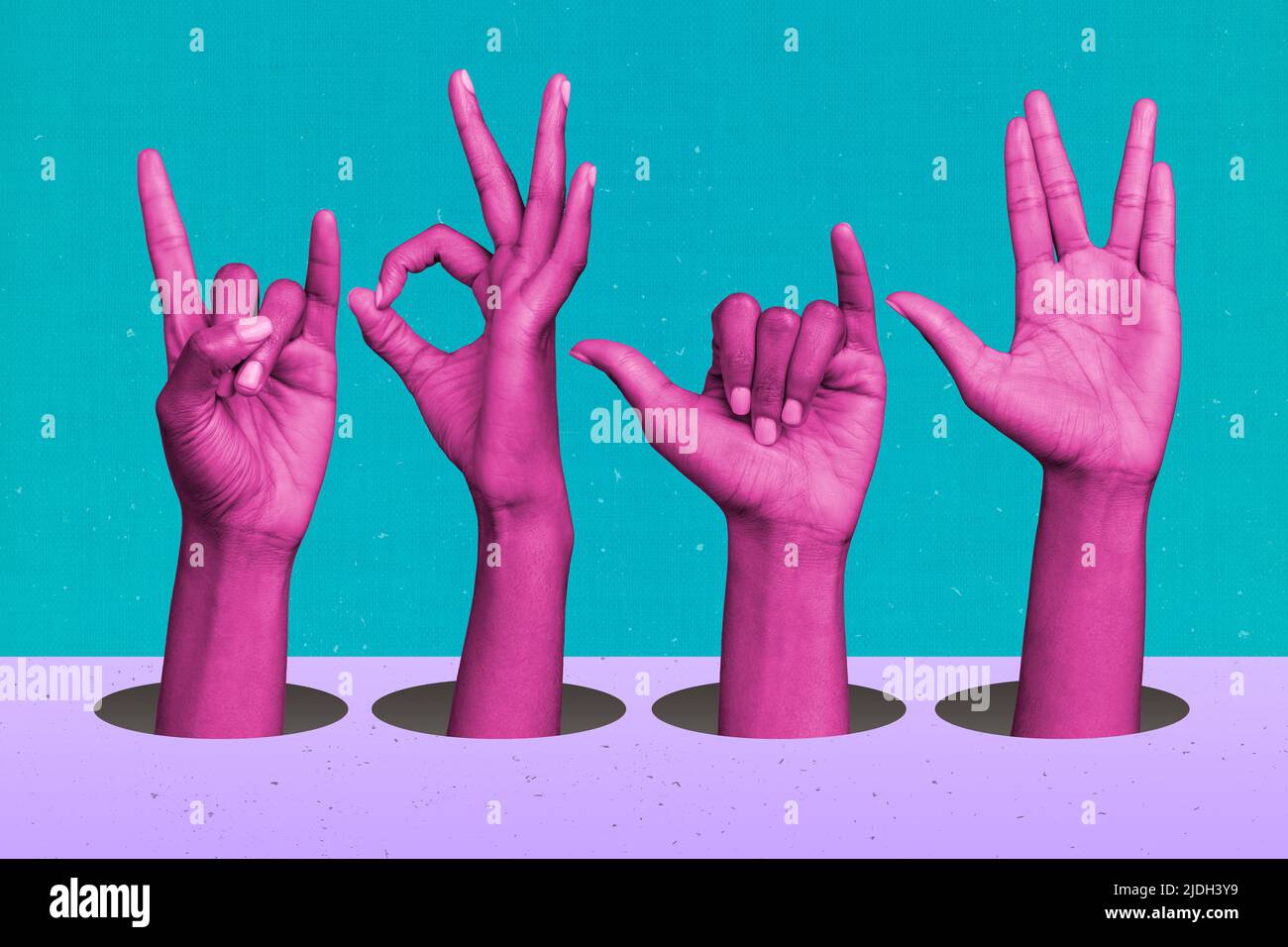 Creative 3d photo artwork graphics painting of pink arms showing ...