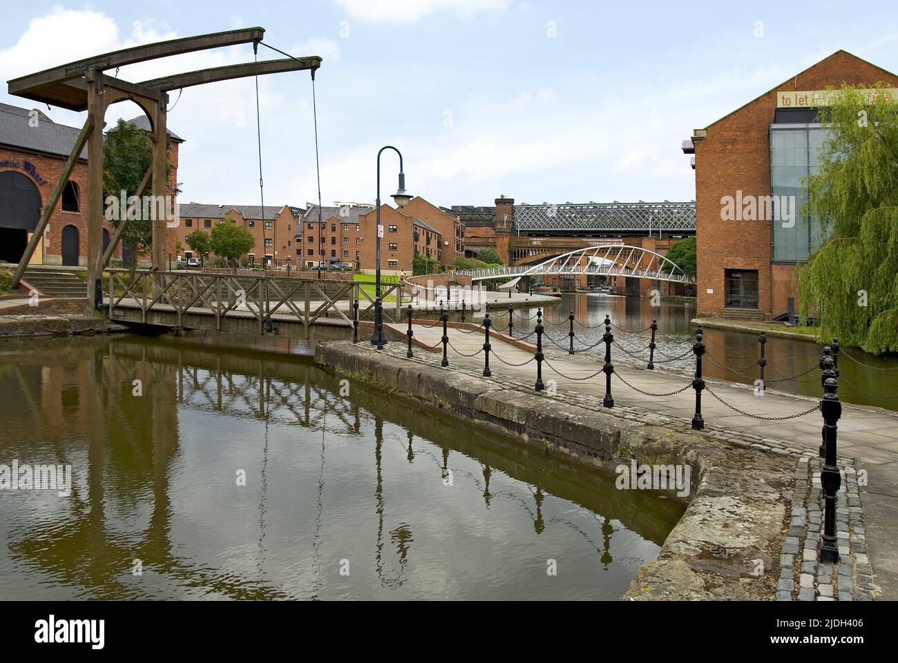 Bridge at the Castlefield district, United Kingdom, England, Manchester ...