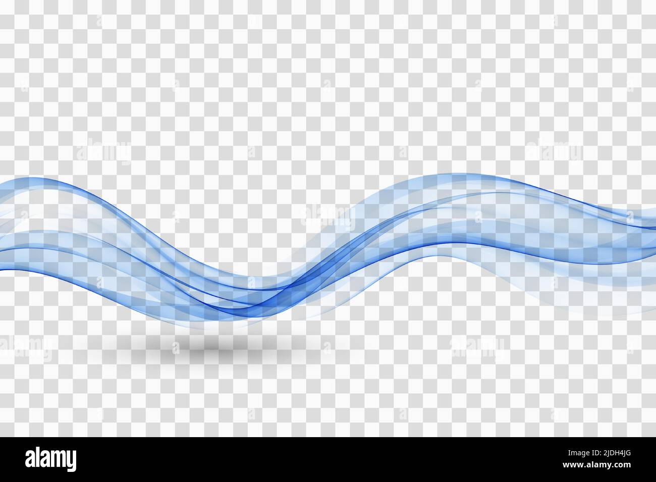 Abstract vector background, blue flow of wavy lines.Transparent smooth ...