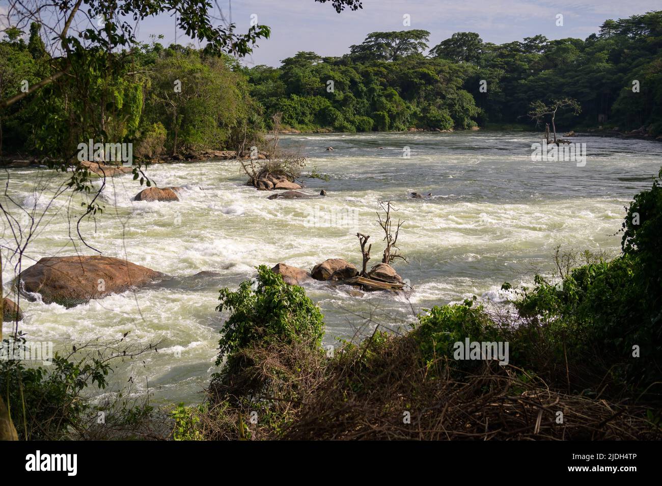 The Itanda Falls of the Victoria Nile in Uganda, sunny day in May Stock ...