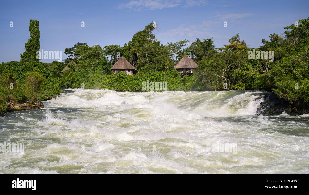 The Itanda Falls of the Victoria Nile in Uganda, sunny day in May Stock ...