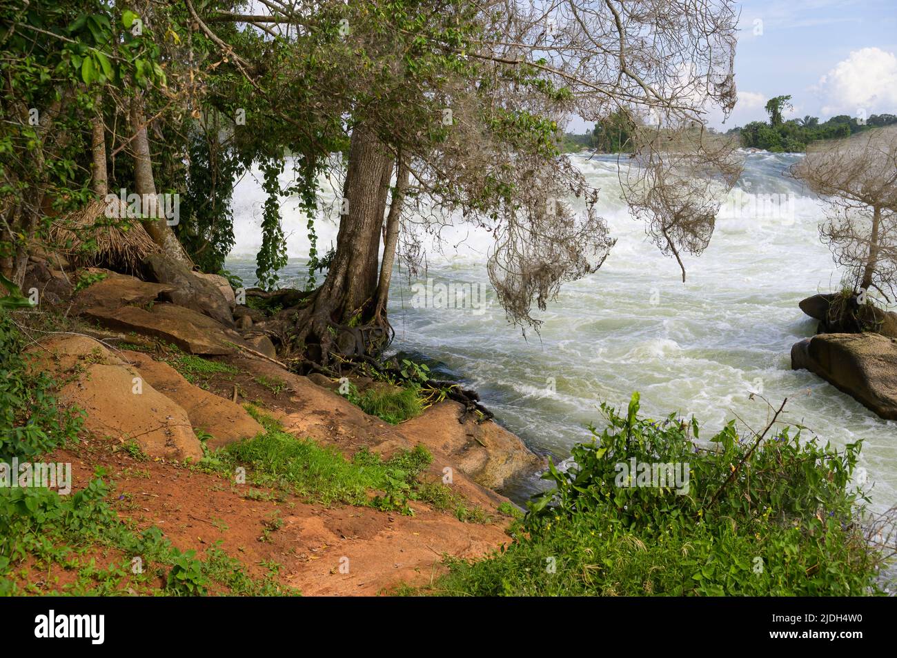 The Itanda Falls of the Victoria Nile in Uganda, sunny day in May Stock ...