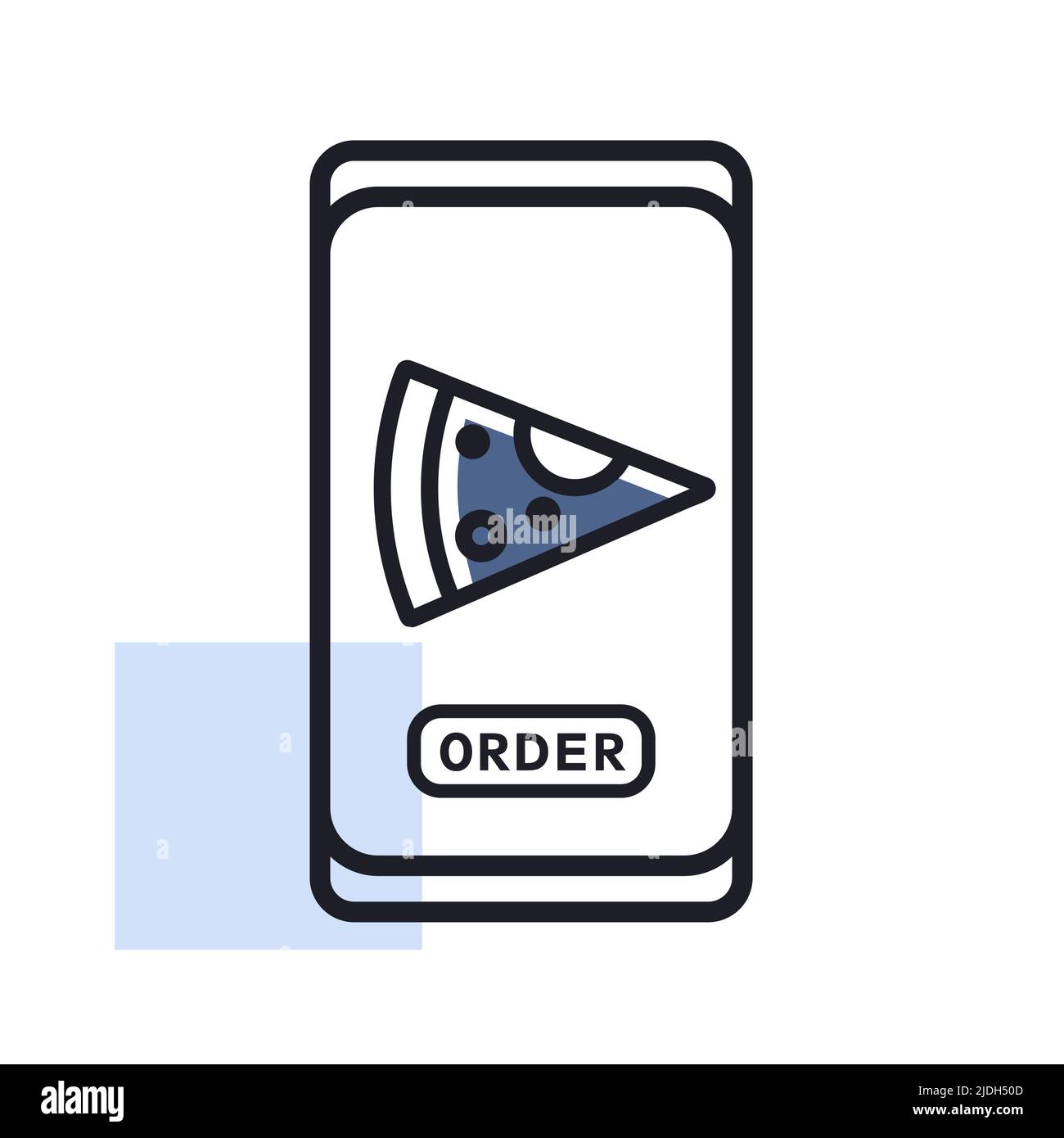 Fast food delivery service vector isolated icon. Pizza slice sign ...