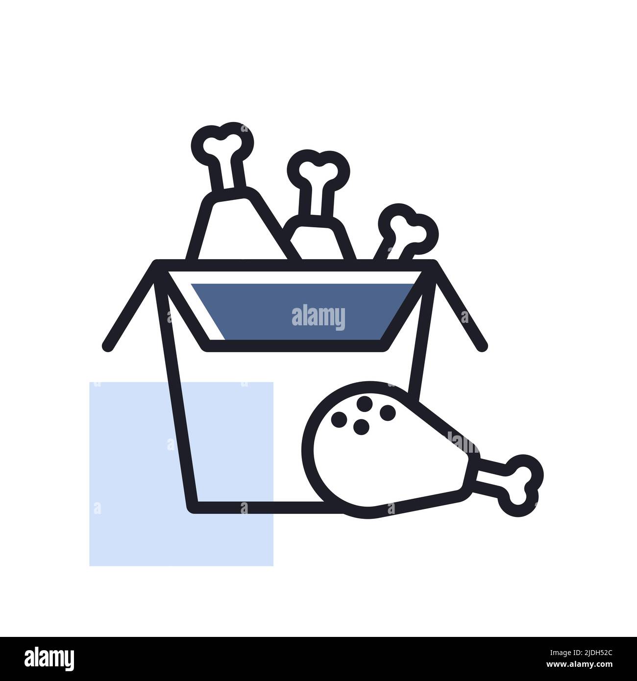 Fried chicken in the box vector isolated icon. Delivery sign. Graph ...