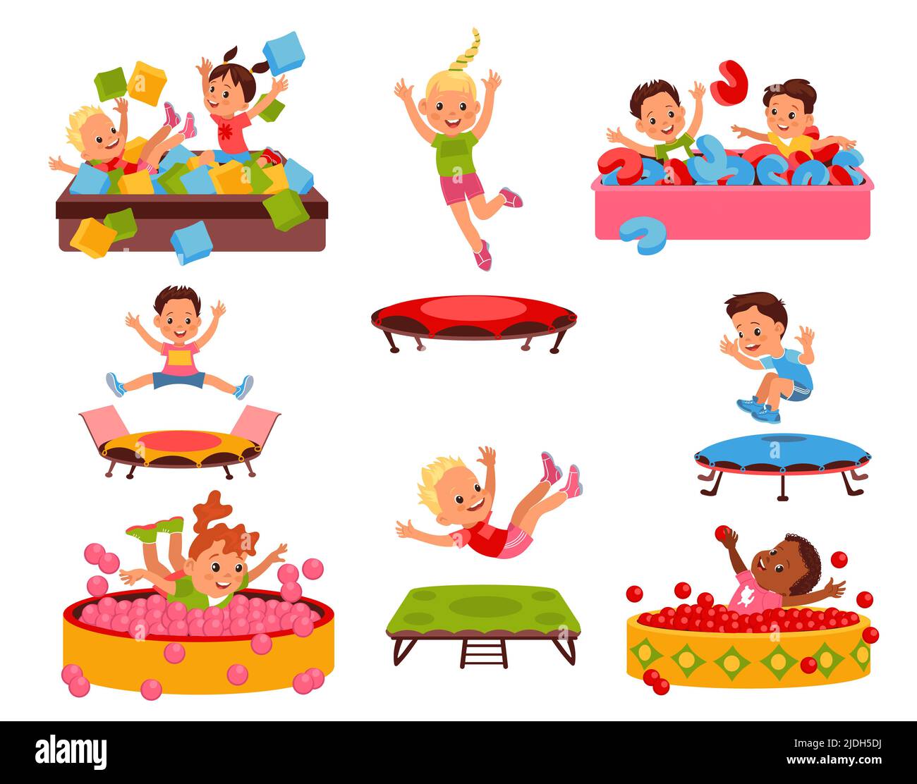 Happy boy on trampoline Stock Vector Images - Alamy