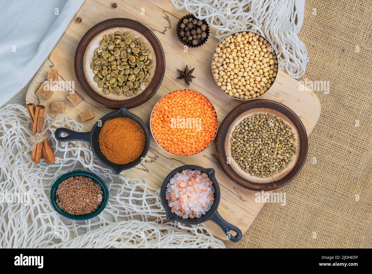 Set with organic products in bowls. Zero waste shopping and storage ...