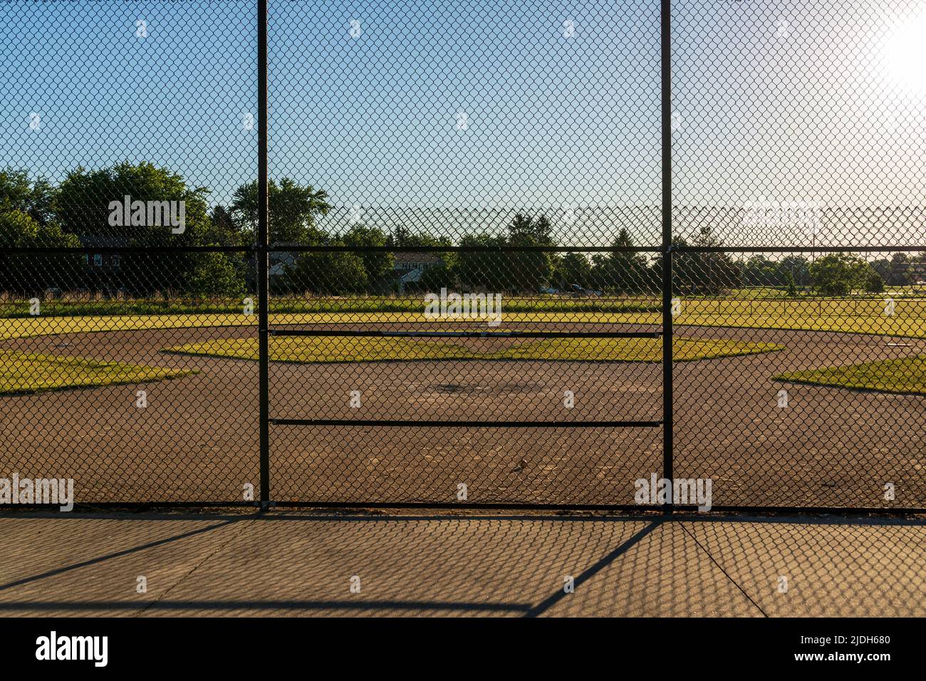 infield of a baseball diamond in the early morning Stock Photo - Alamy