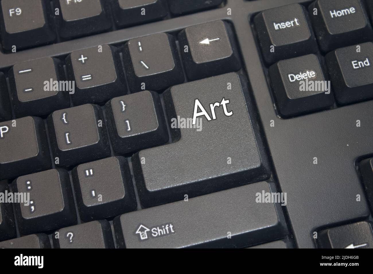 Black Computer Keyboard with Art text. Close-up of an electronic ...