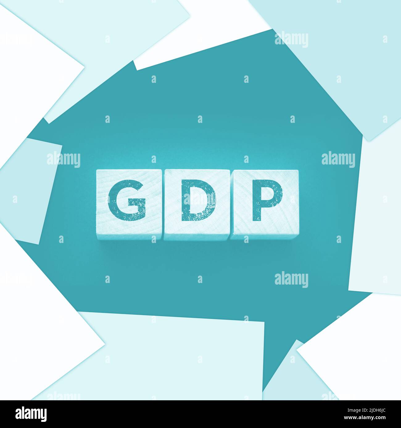 GDP, Gross Domestic Product concept, cube wooden block with alphabet ...
