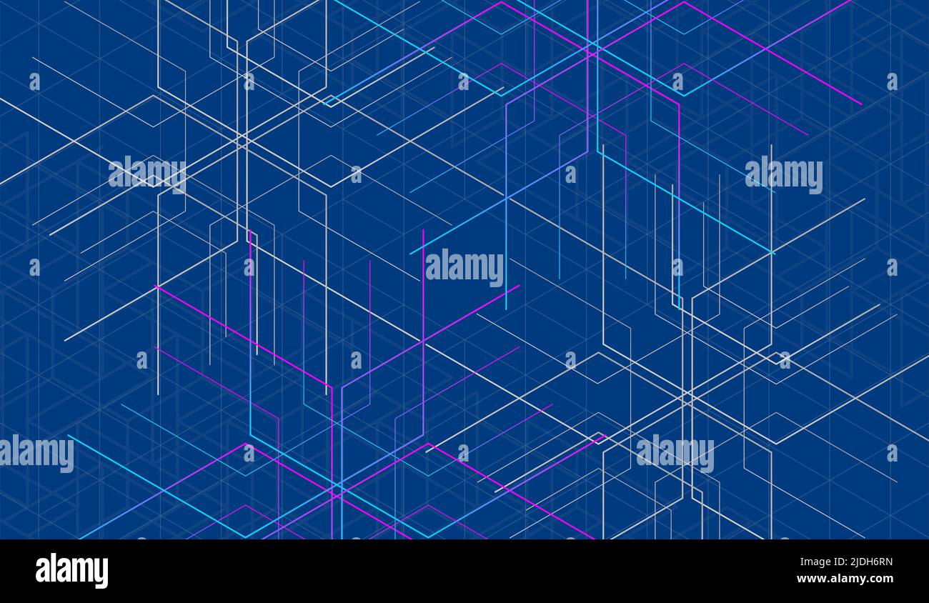 abstract blue purple hexagon, network or electric image, geometric navy ...