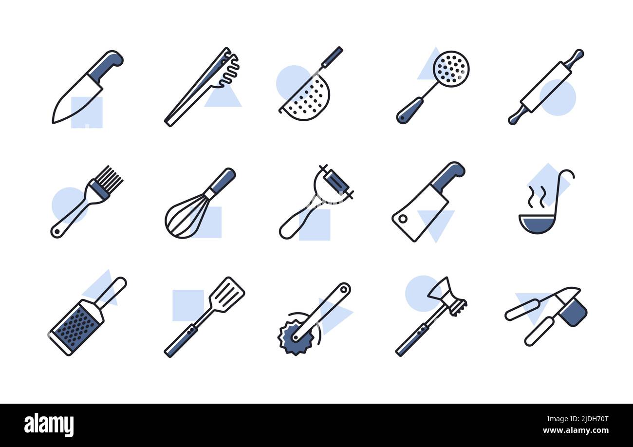Kitchenware and kitchen vector isolated icon set. Graph symbol for ...