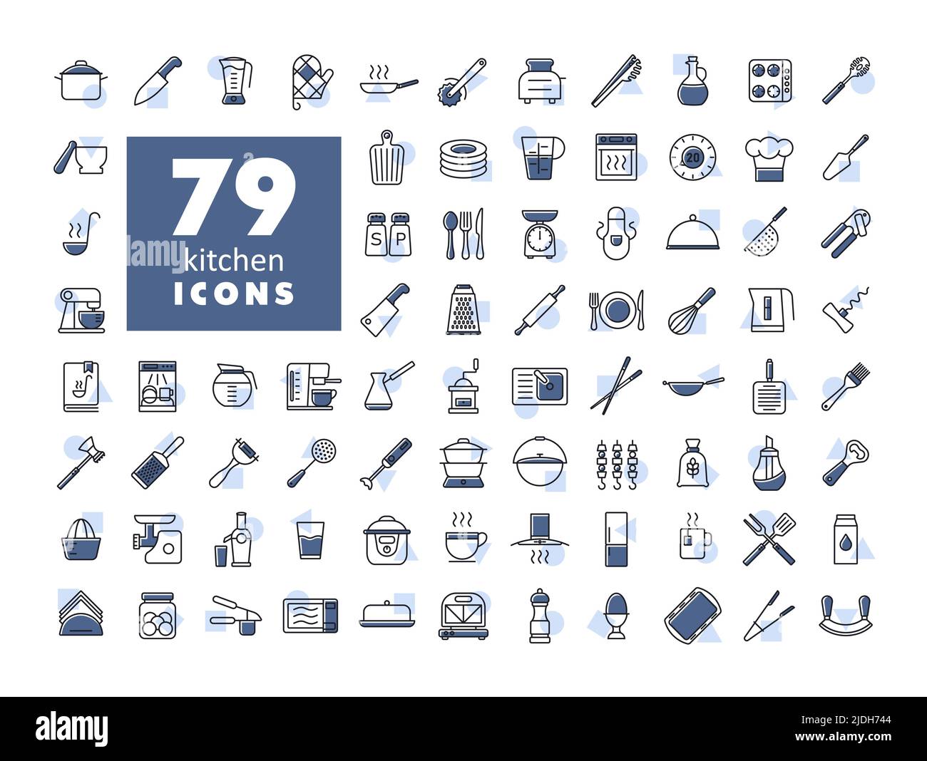 Cooking and kitchen vector icons set. Graph symbol for cooking web site ...