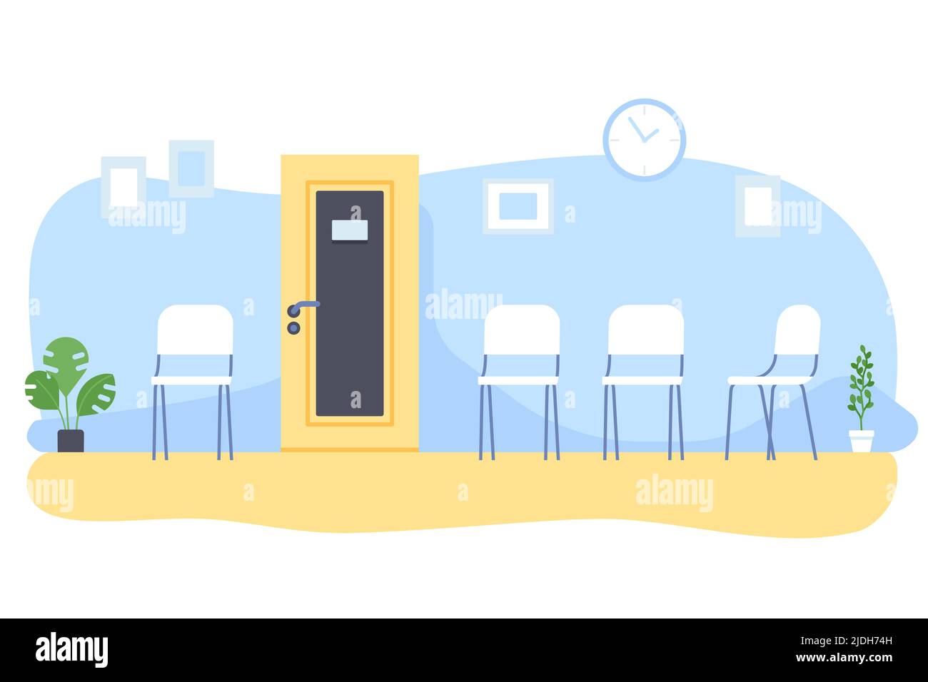 Waiting room. Clinic empty hallway. Office reception corridor with ...