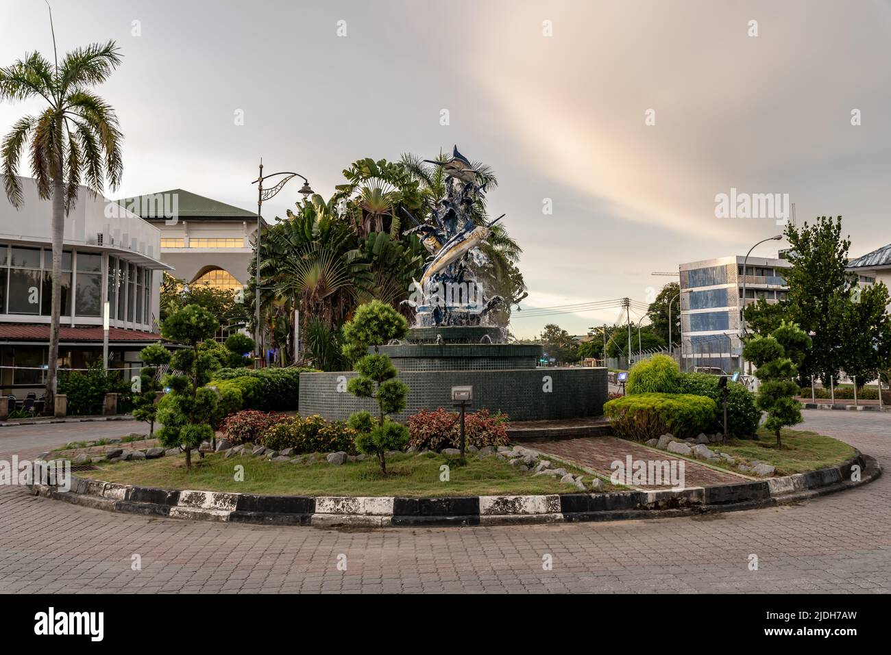 Labuan, Malaysia-June 06, 2021: View of the street in center of the ...