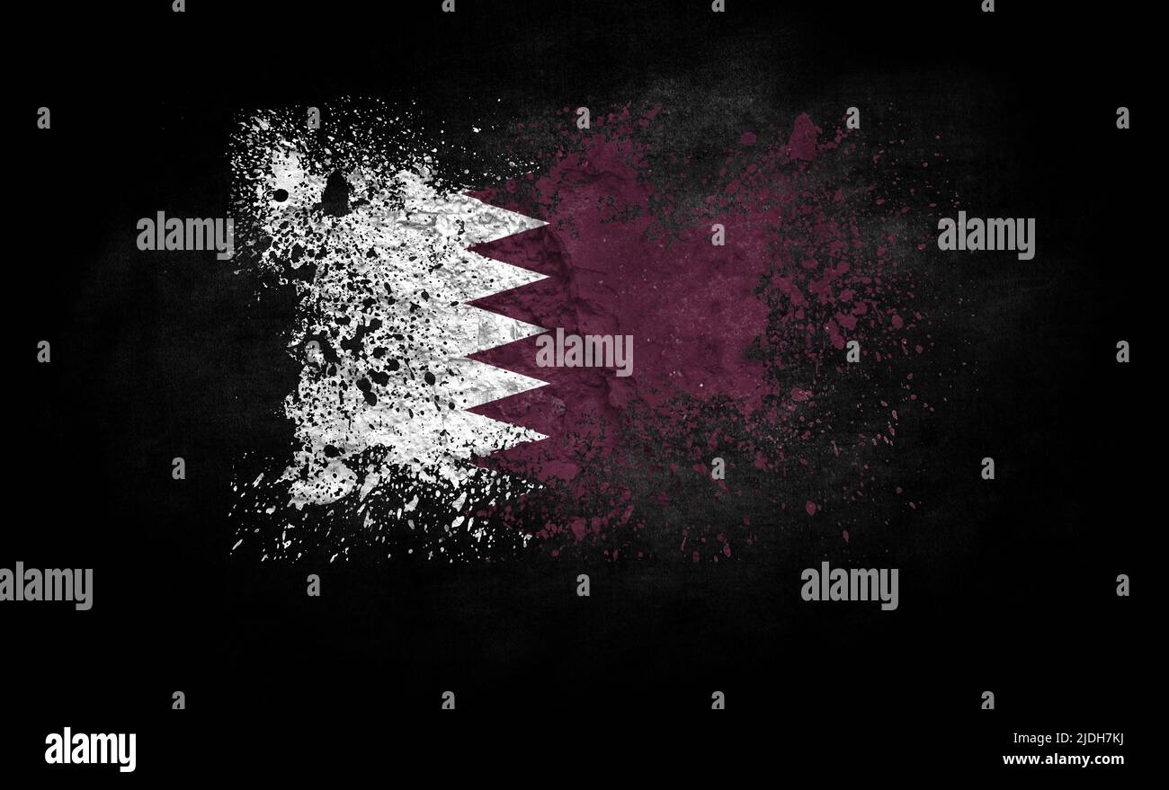 brush painted flag of Qatar isolated on black background Stock Photo ...