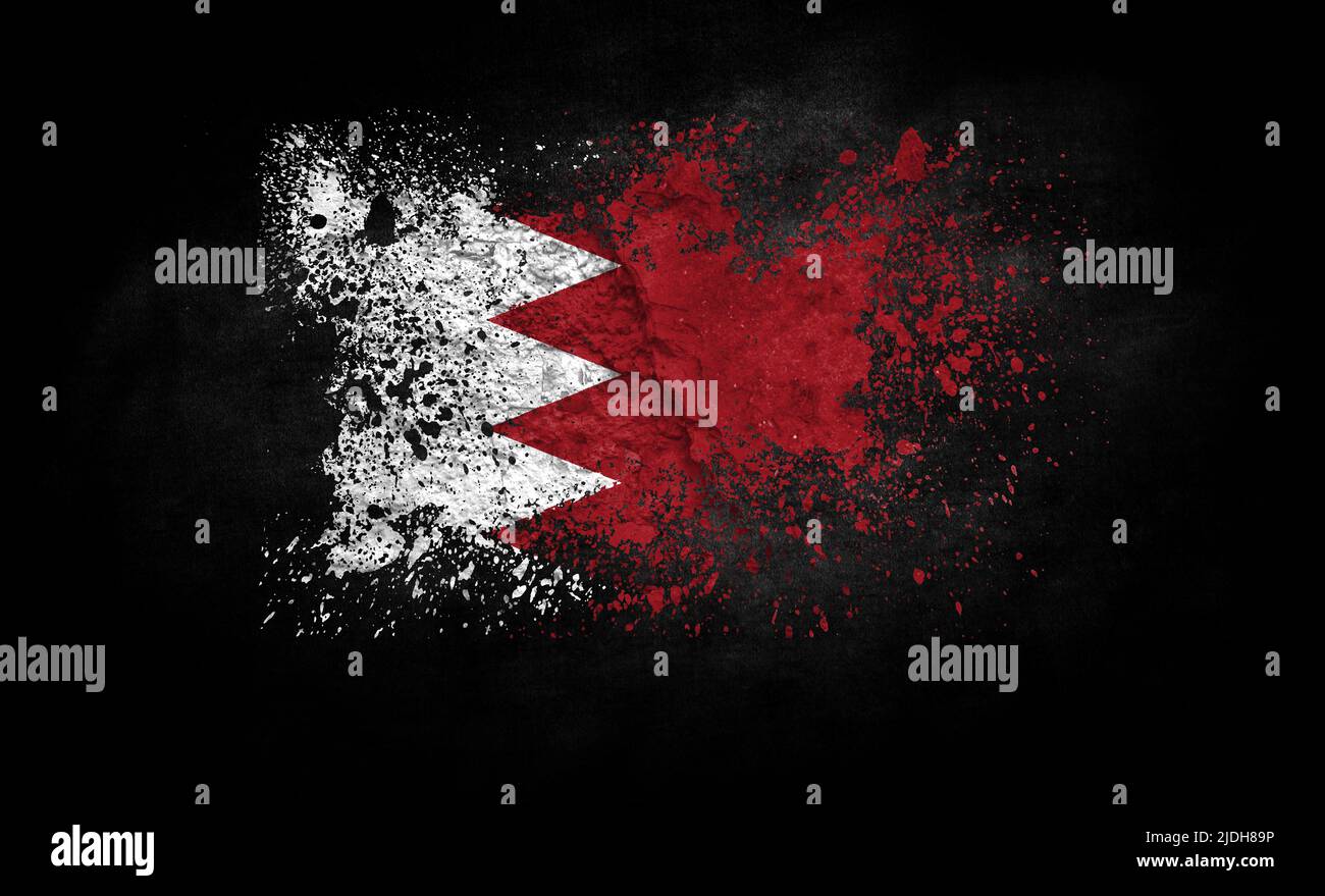 brush painted flag of Bahrain isolated on black background Stock Photo ...