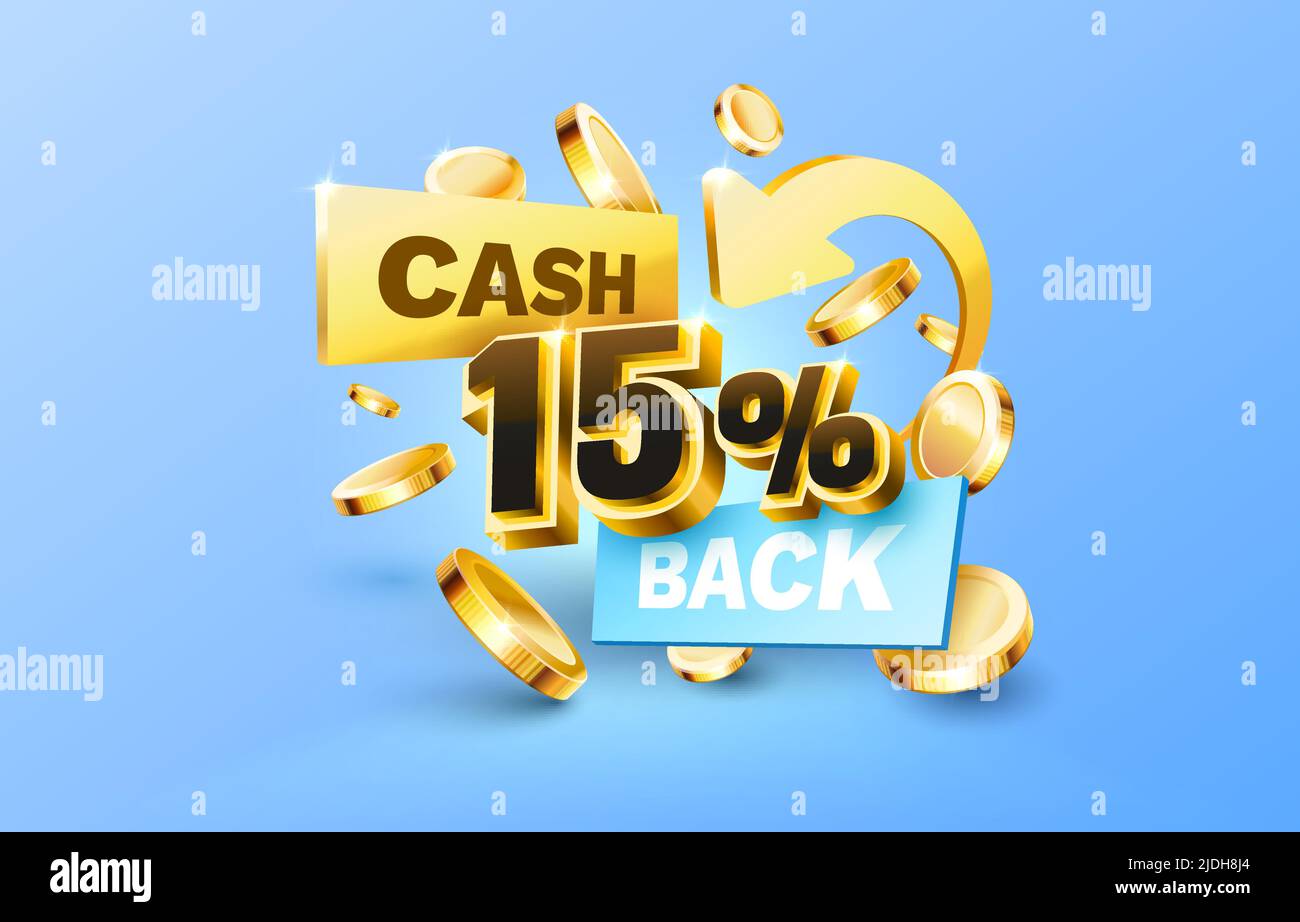 15 Cash back service, financial payment label. Vector illustration ...