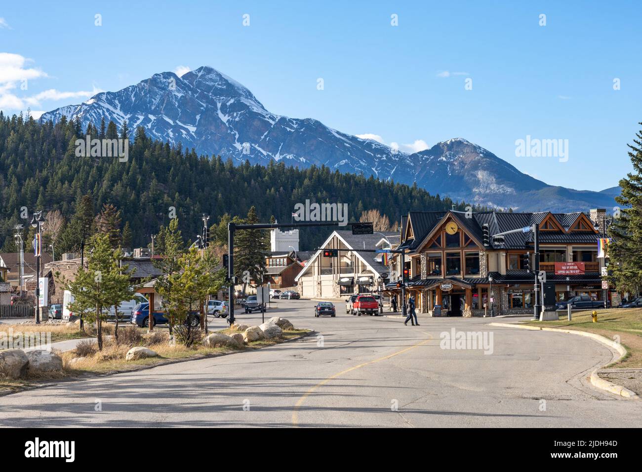 Jasper, Alberta, Canada - May 4 2021 : Street view of Town Jasper ...