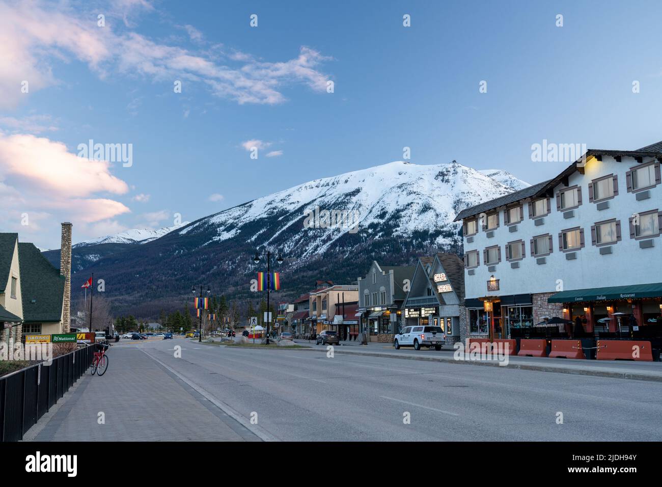 Jasper, Alberta, Canada - May 4 2021 : Street view of Town Jasper in ...