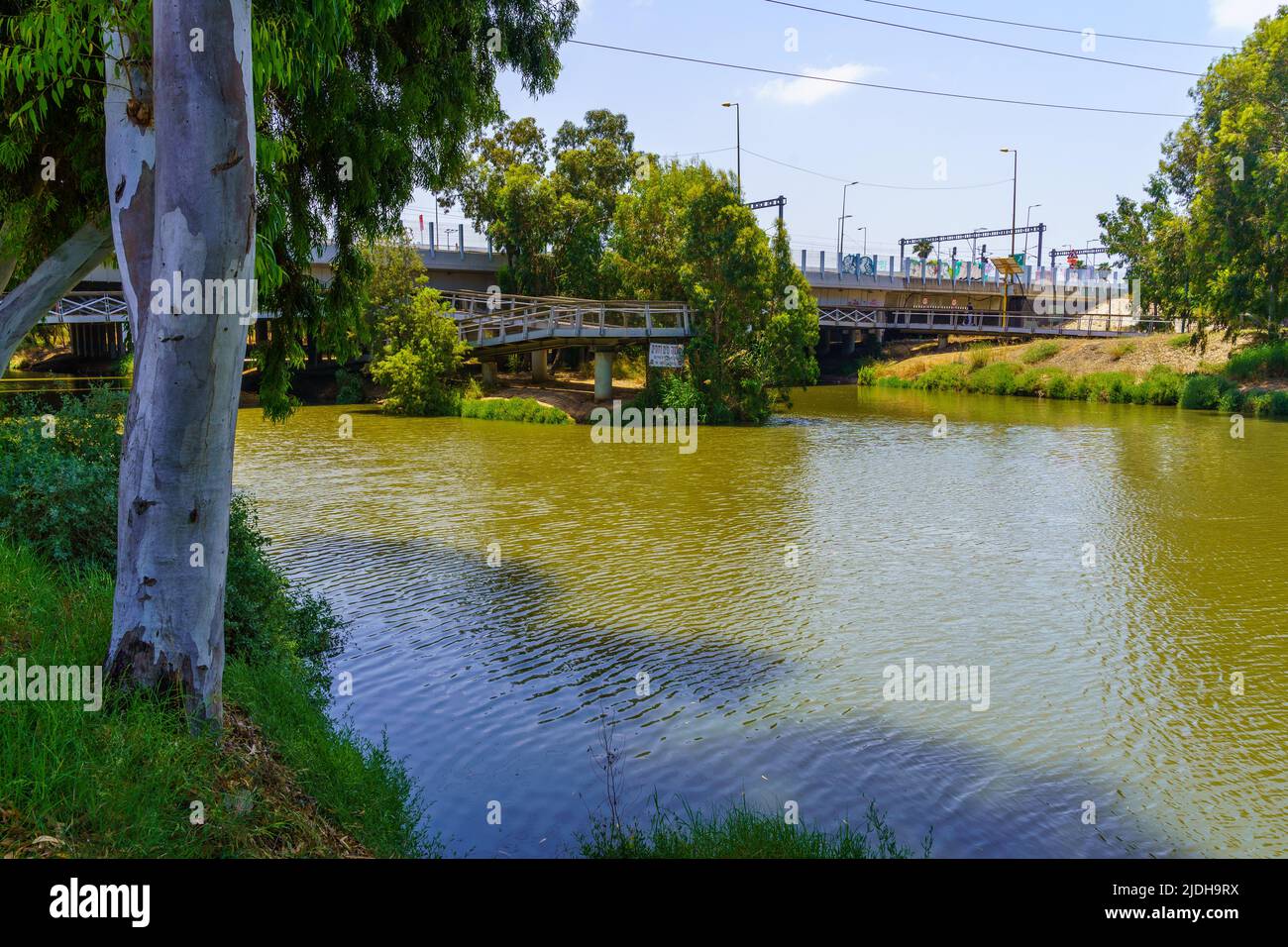 Tel-Aviv, Israel - June 17, 2022: View of the Ayalon Highway and train ...
