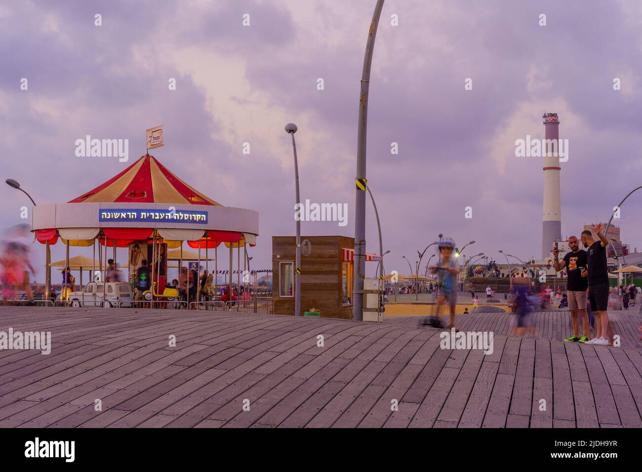 Tel-Aviv, Israel - June 17, 2022: Sunset scene of the port, with the ...