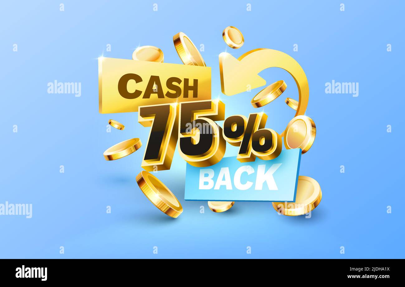 75 Cash back service, financial payment label. Vector illustration ...