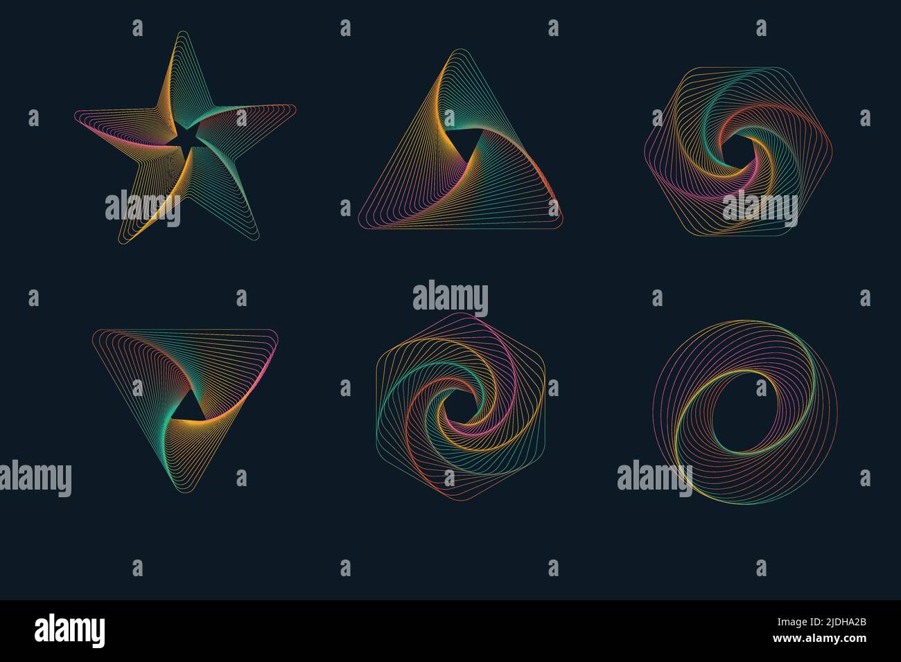 Abstract geometric spirograph elements vector illustration. Circular ornament of spirograph ...