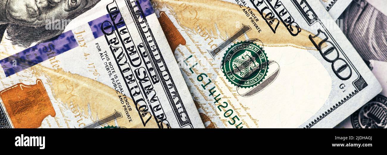 American paper dollar bills background. Hundred dollar banknotes ...