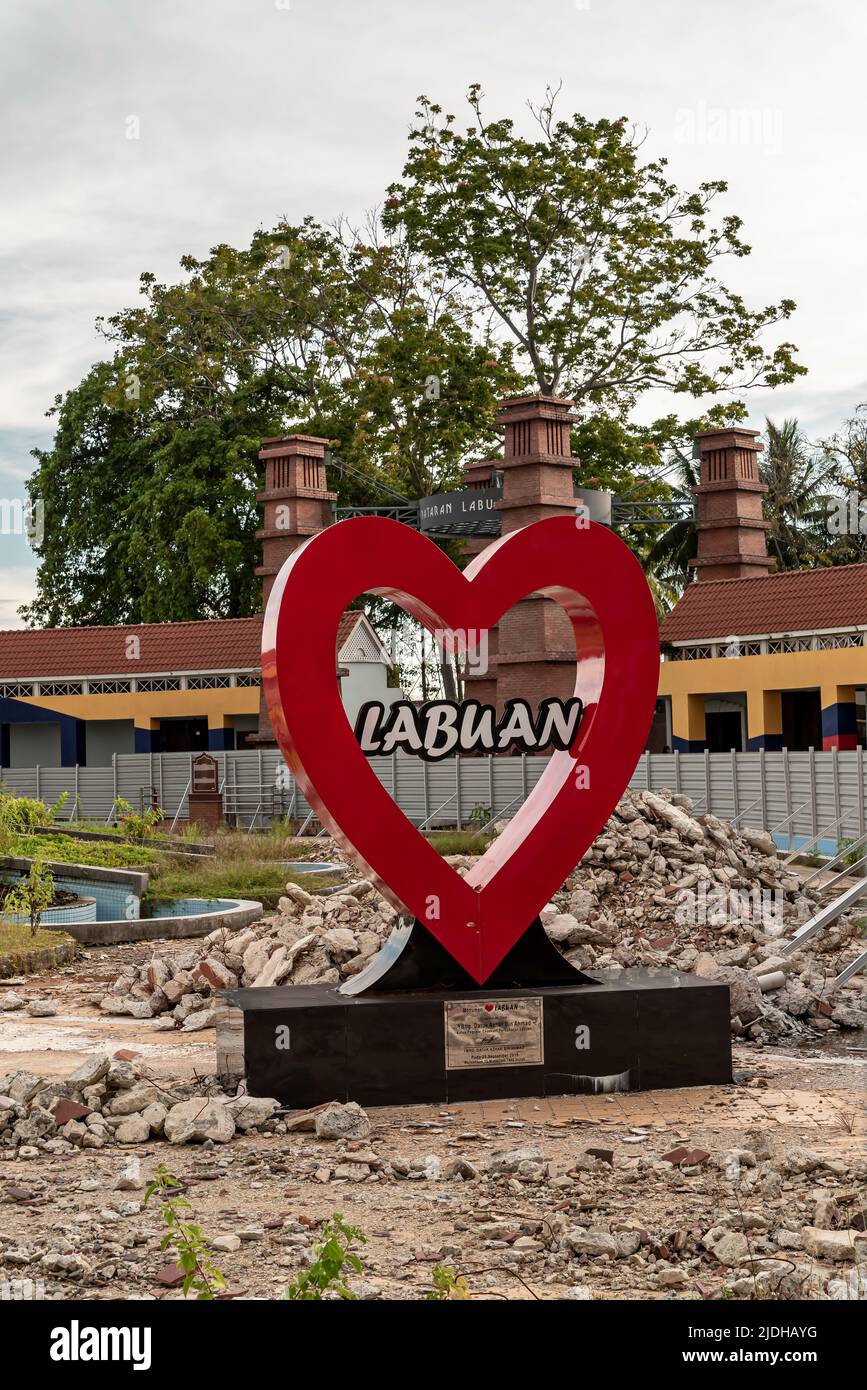 Labuan, Malaysia-June 06, 2021: View of the street in center of the ...