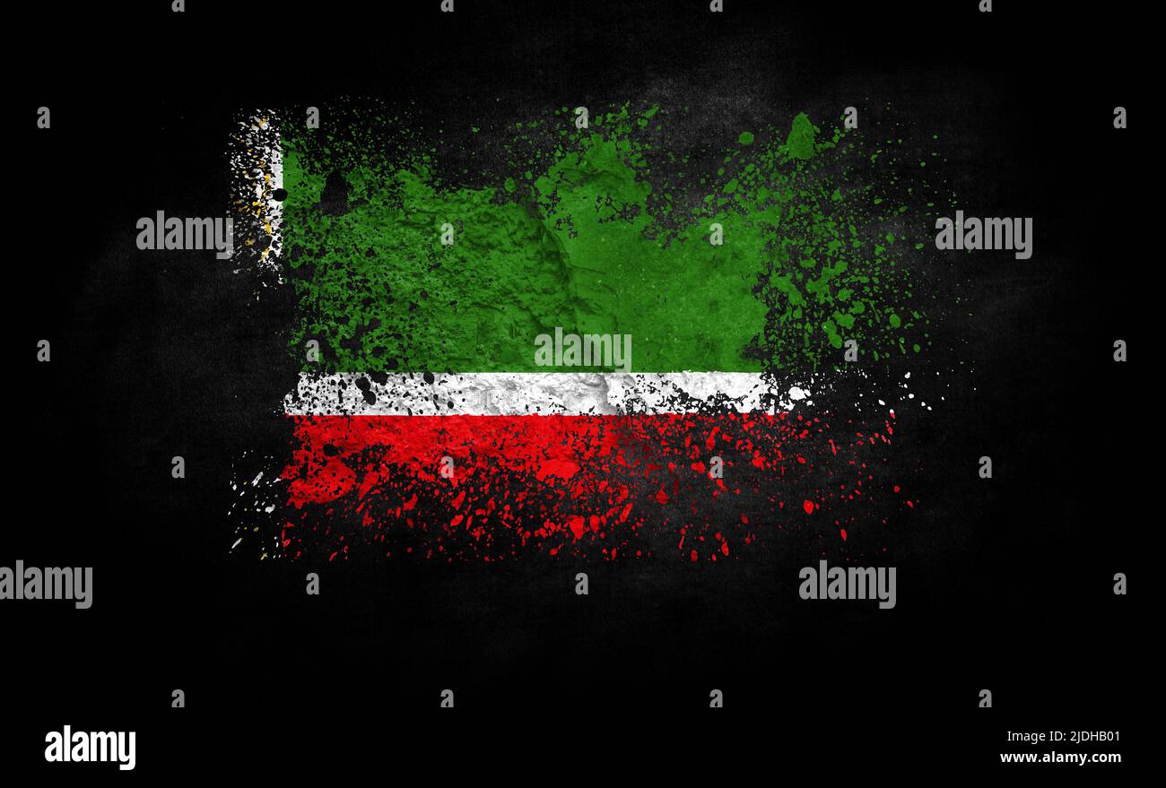 brush painted flag of Chechen Republic isolated on black background ...