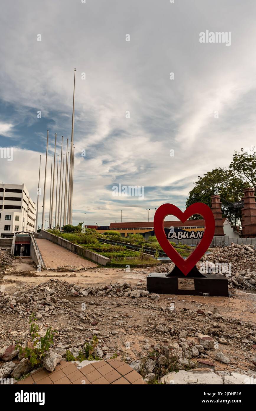 Labuan, Malaysia-June 06, 2021: View of the street in center of the ...