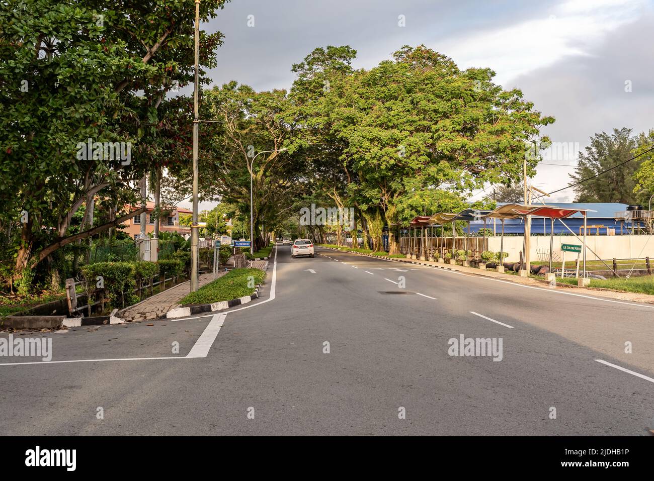 Labuan, Malaysia-June 06, 2021: View of the street in center of the ...