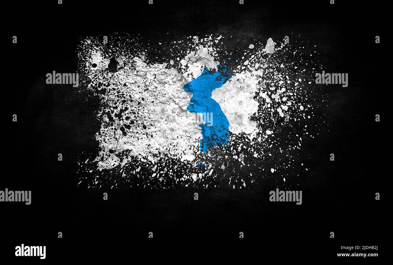 brush painted flag of Korean Unification isolated on black background ...