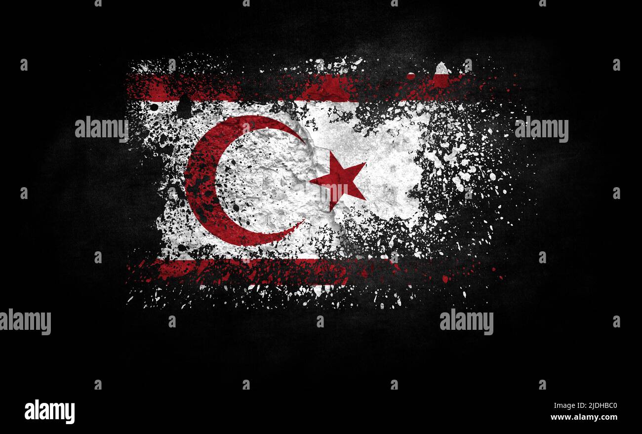 brush painted flag of Turkish Republic of Northern Cyprus isolated on ...