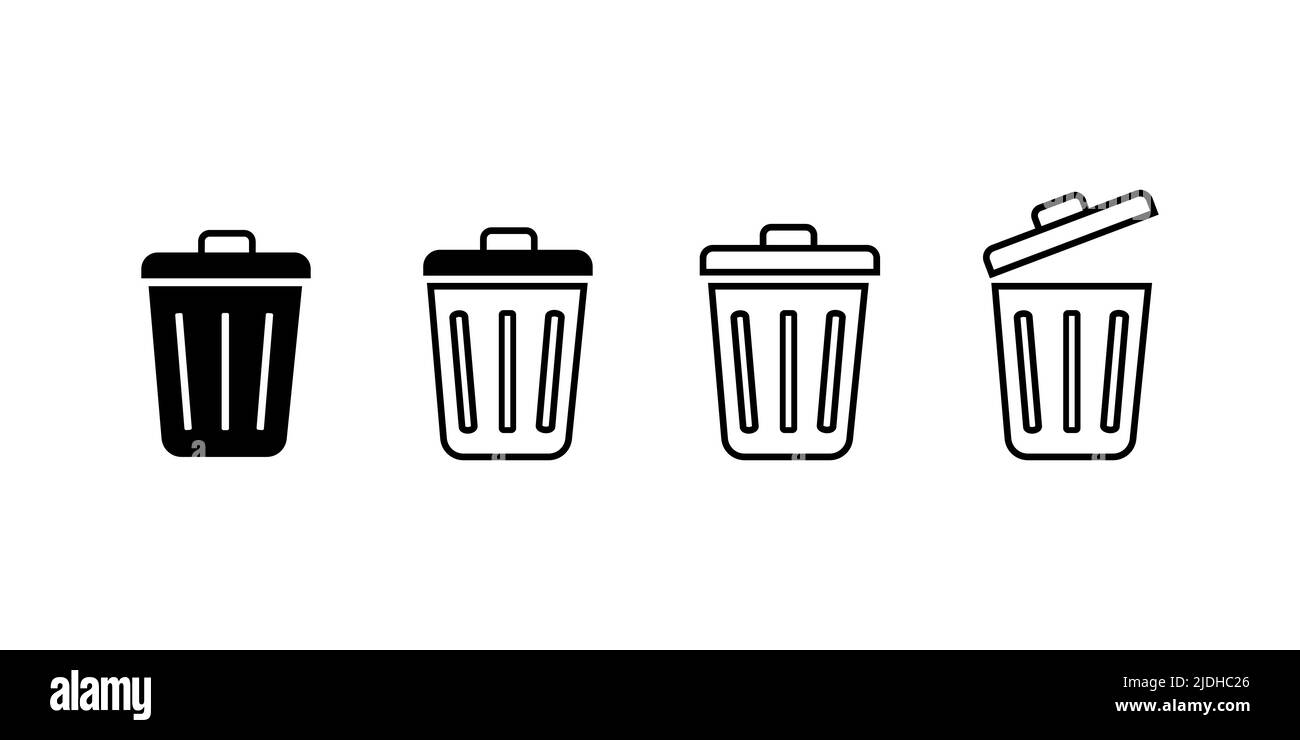 Simple set of trash can icons in trendy line style. Modern vector ...