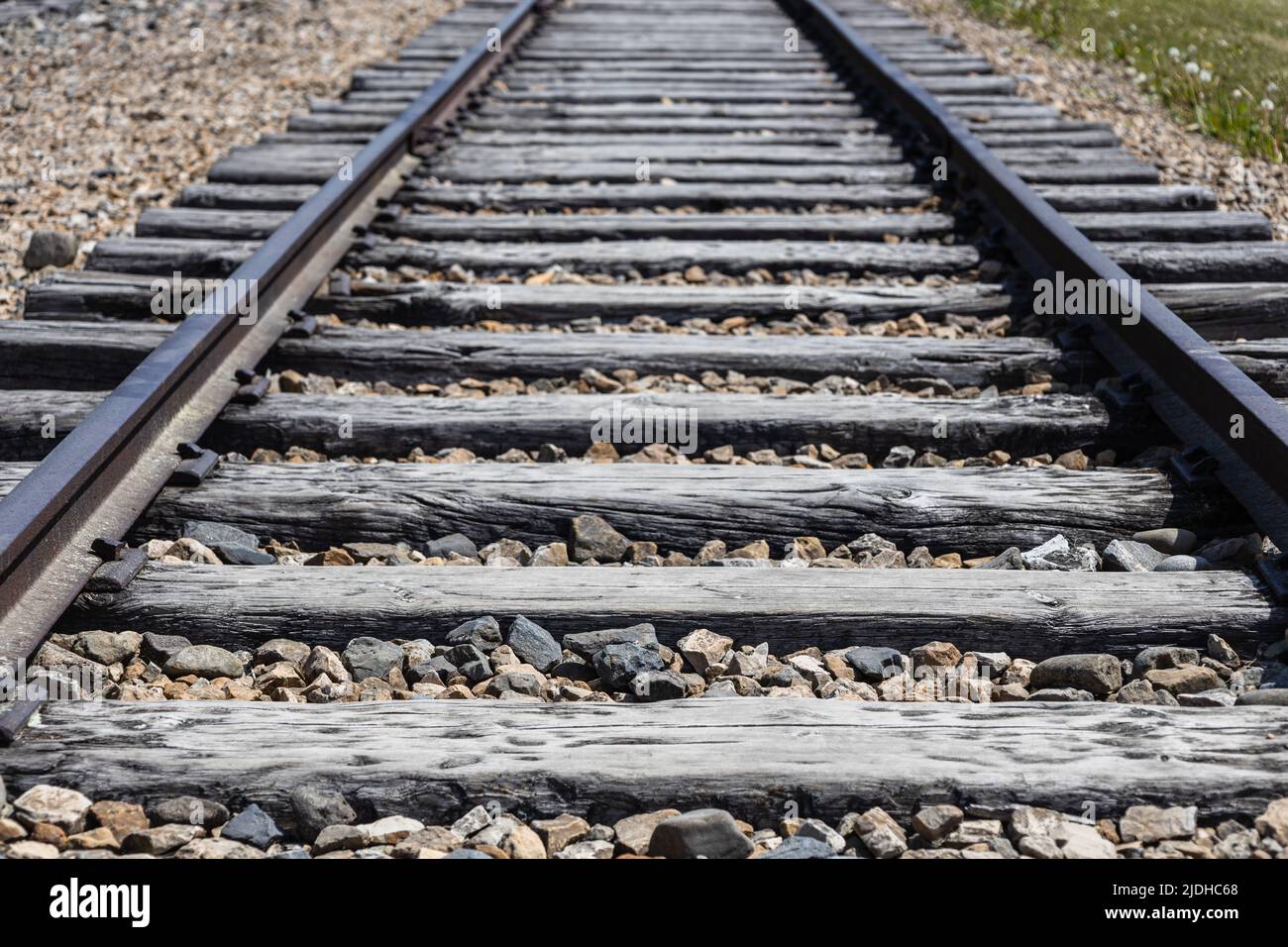 Old rail tracks in depot. Empty railway tracks Stock Photo - Alamy