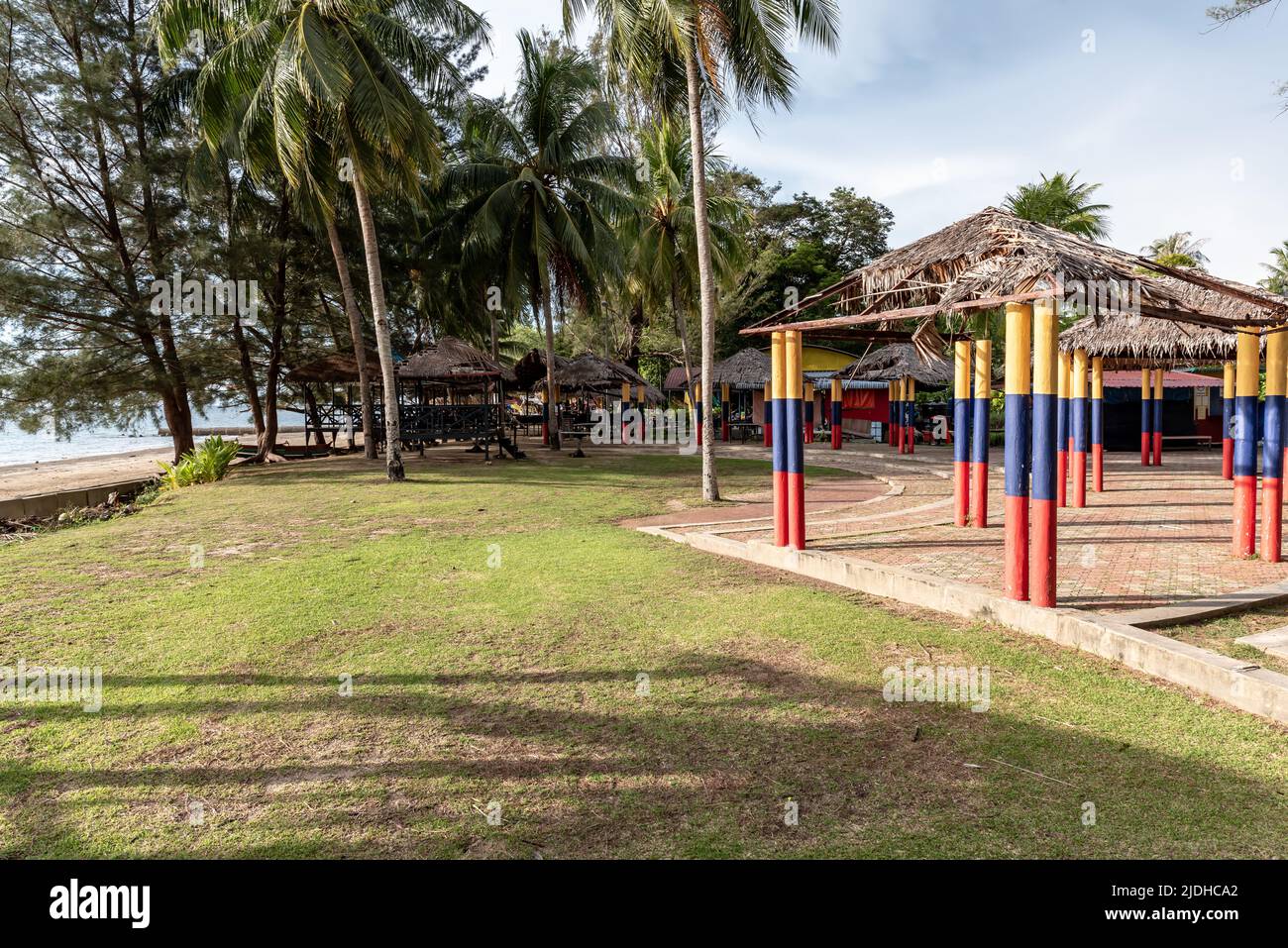 Labuan, Malaysia-June 06, 2021: beach View of the city of Labuan island ...